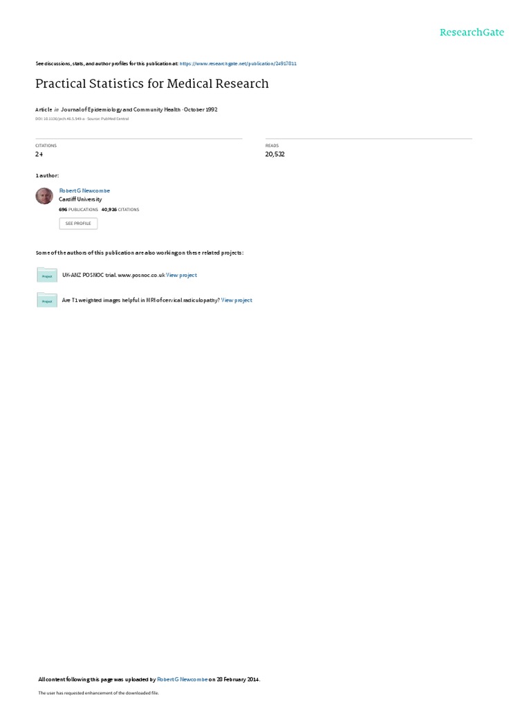 Practical Statistics For Medical Research | PDF | Epidemiology | Books