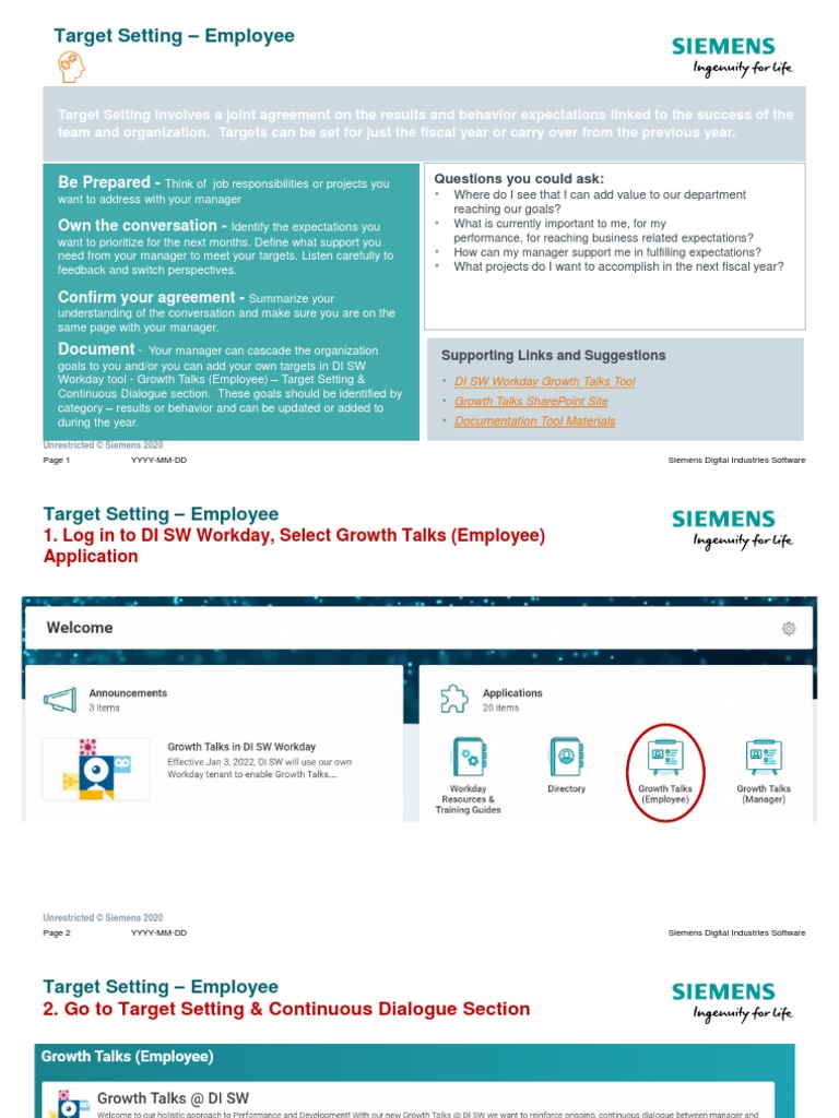 Target Setting Tip Sheet | PDF | Business | Communication