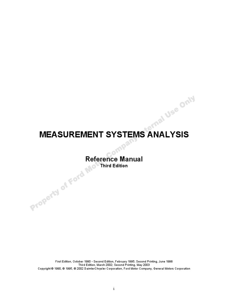 Measurement Systems Analysis: Reference Manual | PDF | Analysis Of ...
