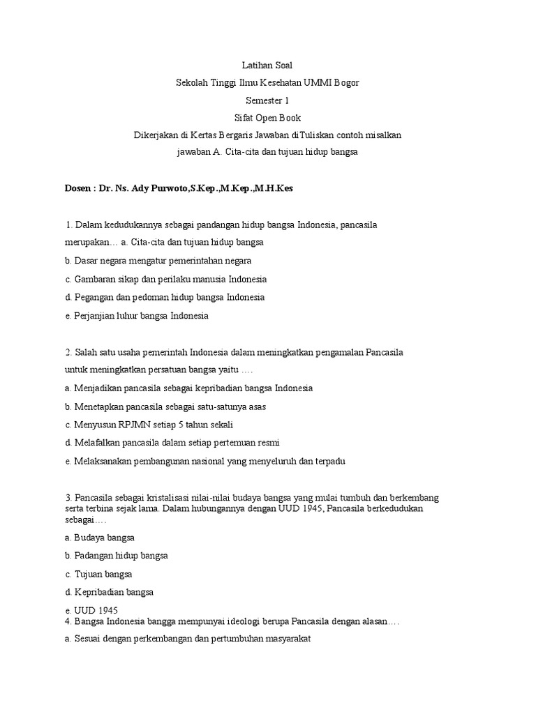 Latihan Soal Pancasila | PDF