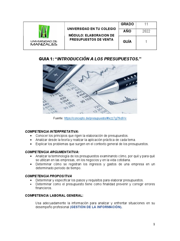 Guia Elaboracion Presupuestos de Ventas | PDF | Presupuesto | Planificación