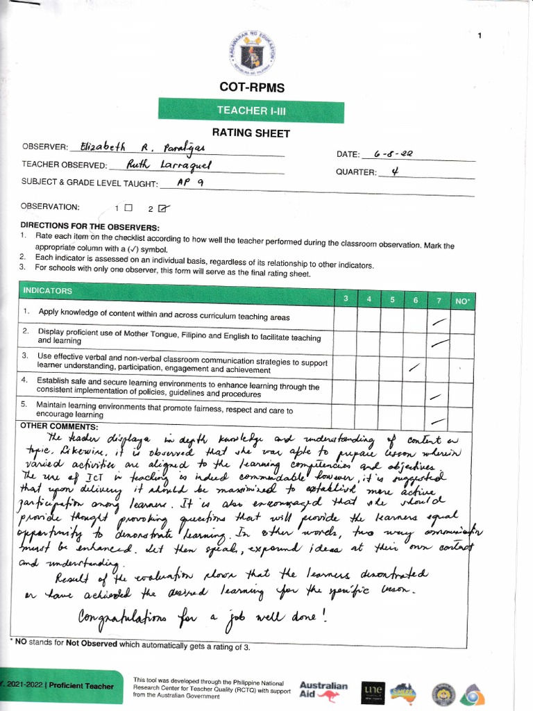 Cot 2 Front | PDF | Learning | Teaching