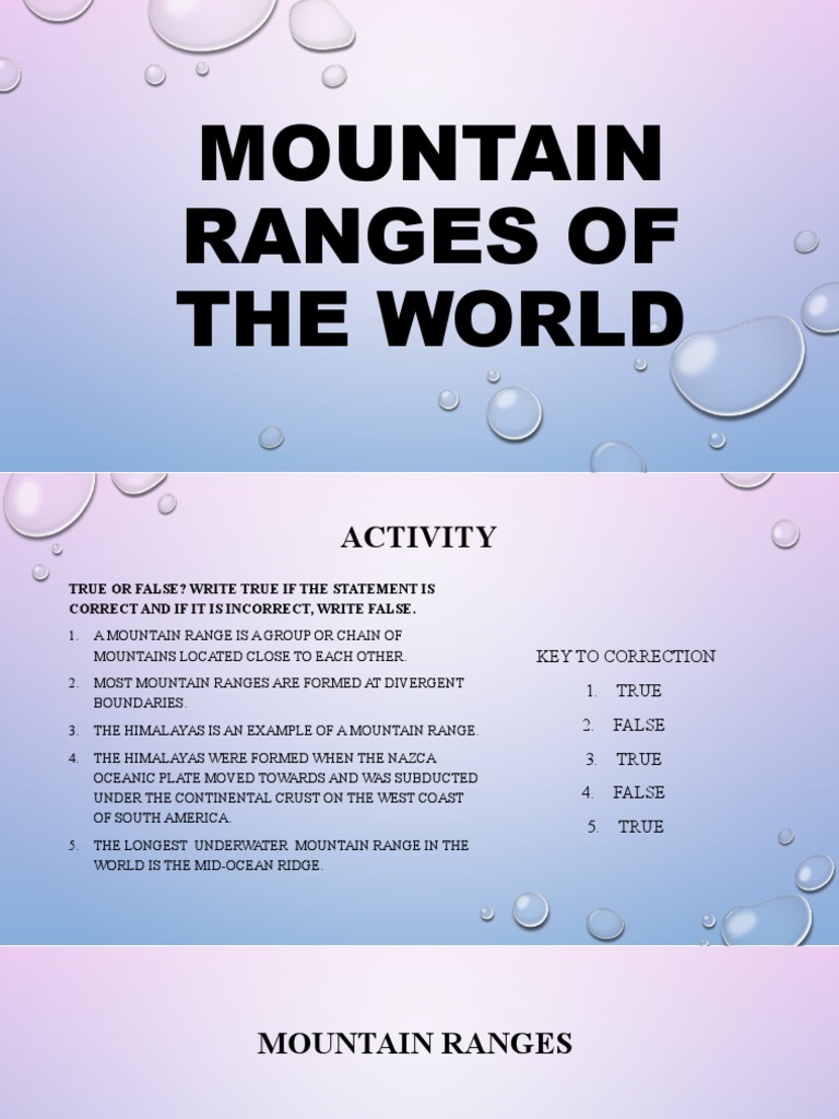 Mountain Ranges of The World | PDF | Andes | Mountains