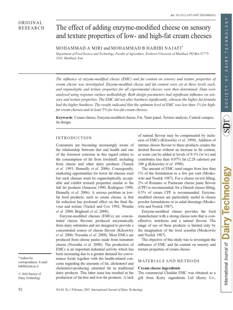 The Effect of Adding Enzyme Modified Cheese | PDF | Cheese | Regression ...