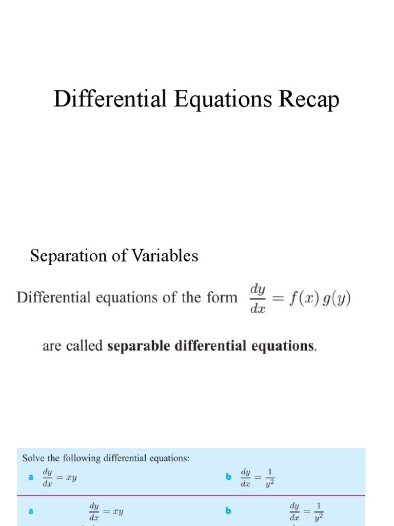 Differential Equations Recap | PDF