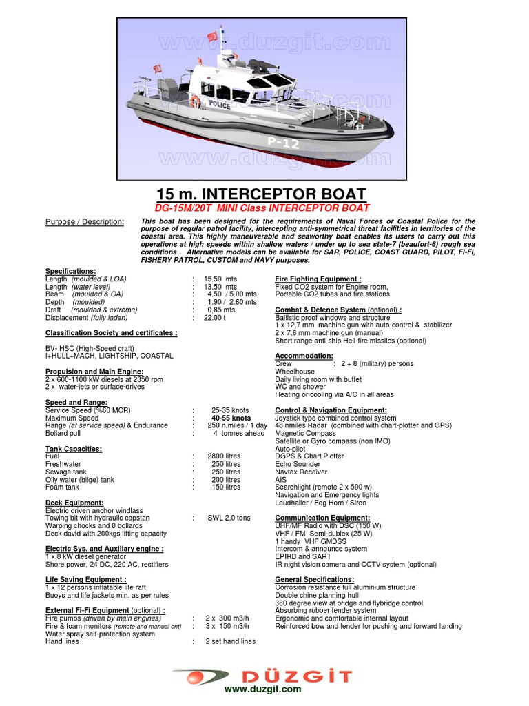 Dg-15M/20T Mini Class Interceptor Boat | Download Free PDF ...