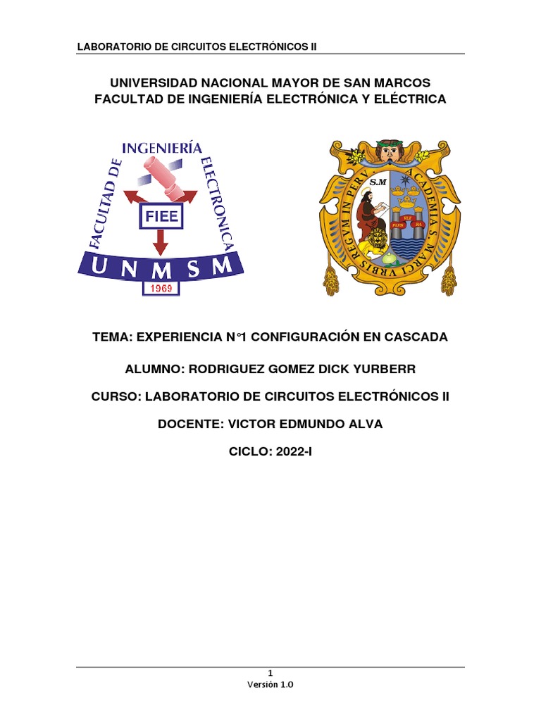 Lab Cir Electronicos Exp1p | PDF | Electrónica | Ingeniería