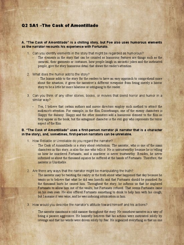 Humor & Villainy in "The Cask of Amontillado" | PDF | Art | General Fiction