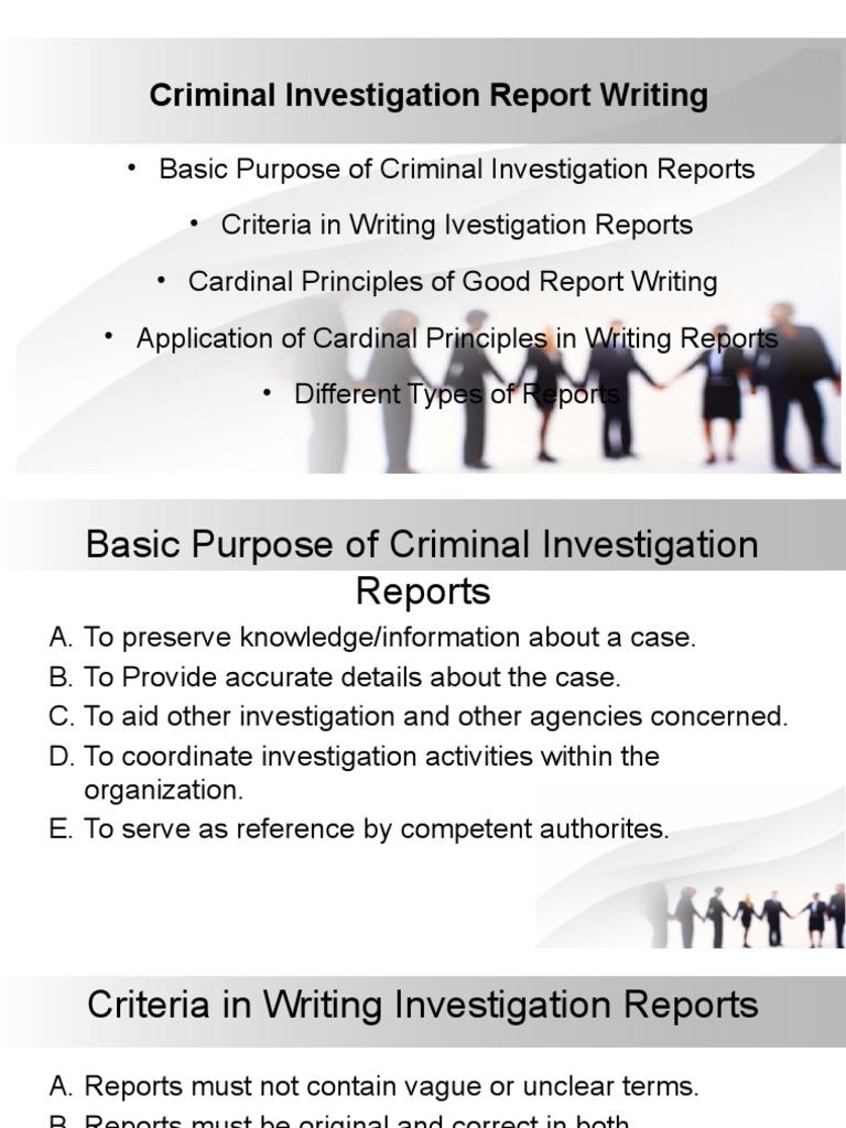 Criminal Investigation Report Writing Group 4 | PDF | Government ...