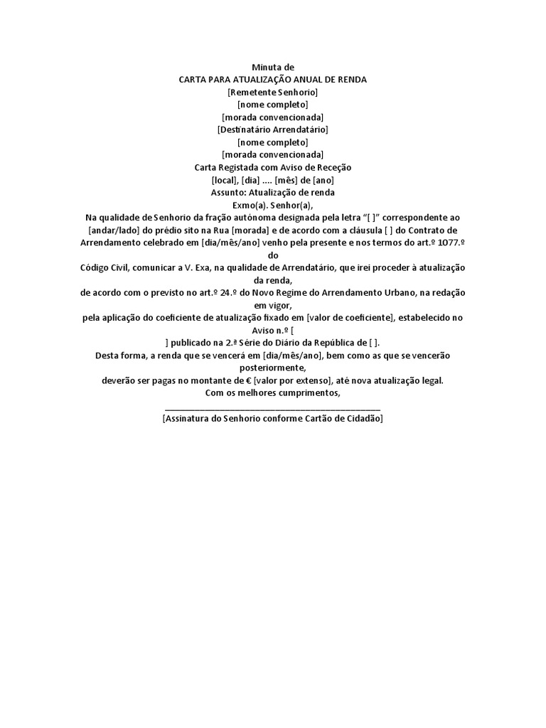 Minuta Atualização de Rendas | PDF