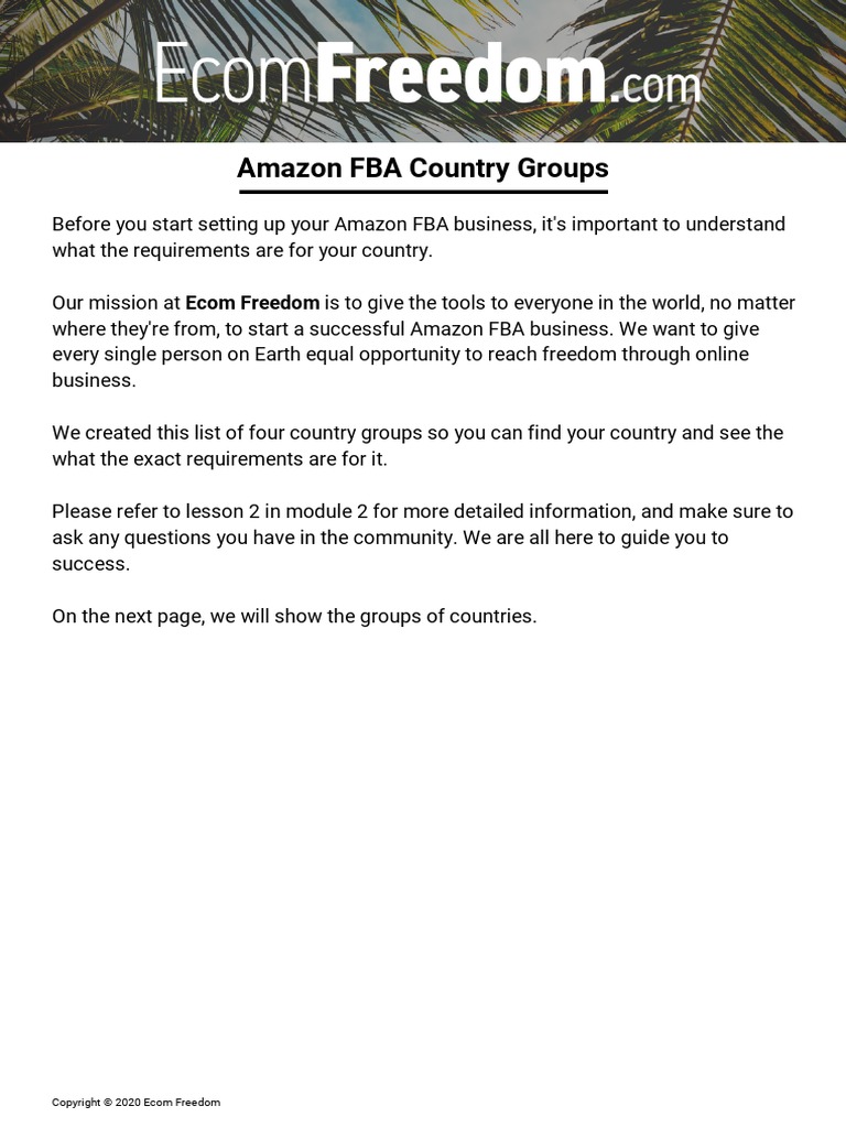 Amazon FBA Country Groups | PDF