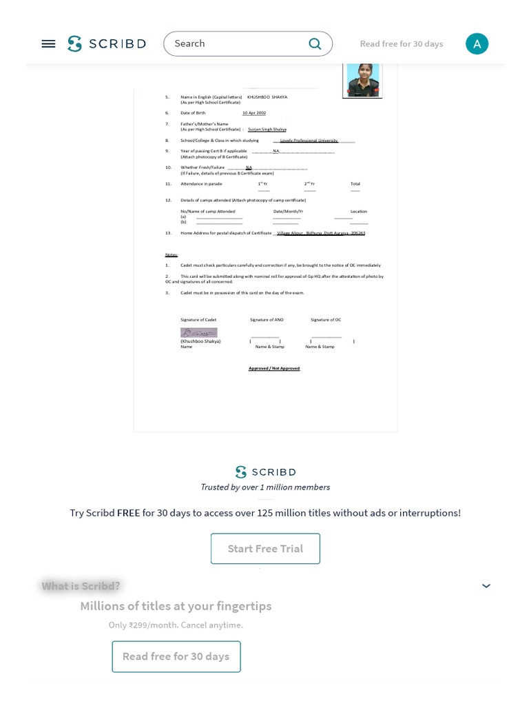 Admit Card - NCC A - B - C Certificate Exam - (Khushboo Shakya) - PDF ...