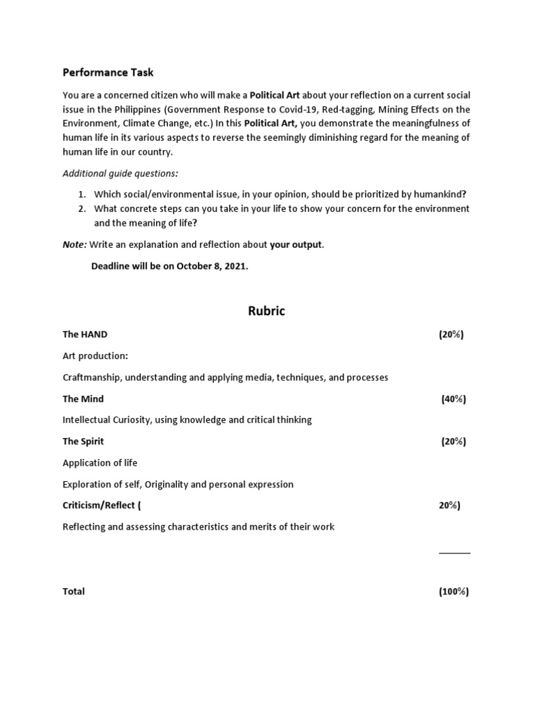 Performance Task in Philosophy | PDF | Art