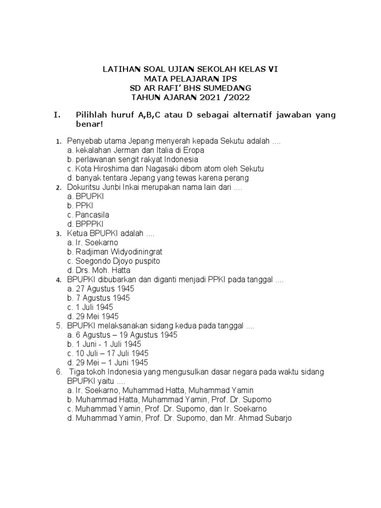 Soal Latihan US Kelas VI - 5 | PDF
