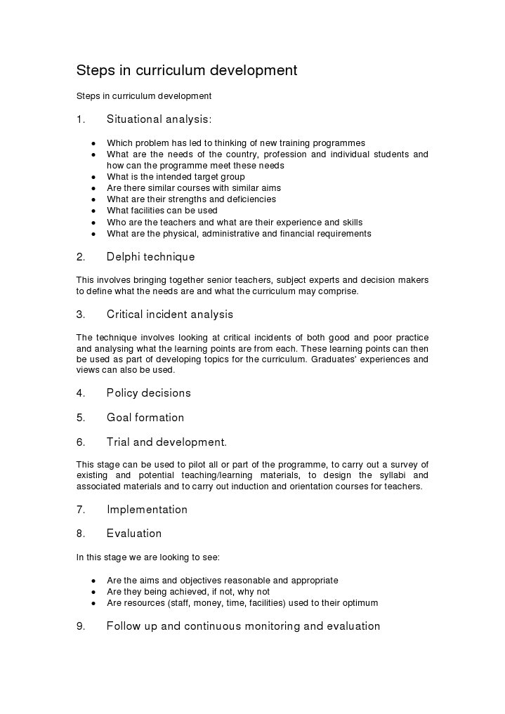 Toolbox - Steps in Curriculum Development | PDF
