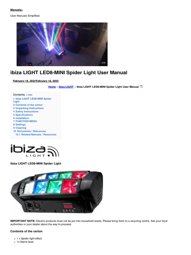 Led8 Mini Spider Light Manual | PDF | Electrical Connector | Electrical ...