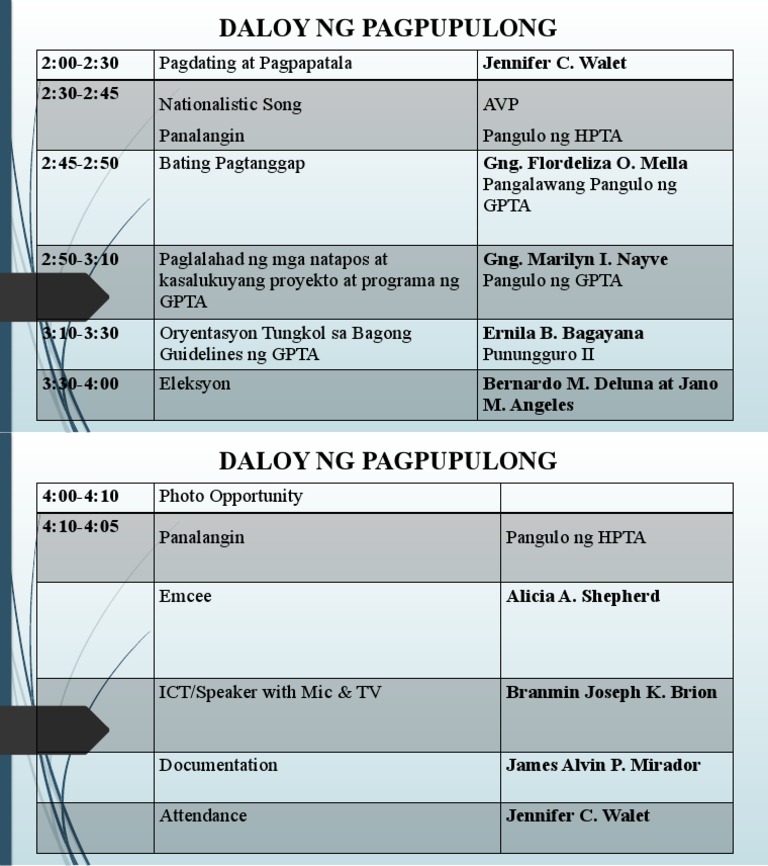 Daloy NG Pagpupulong GPTA | PDF