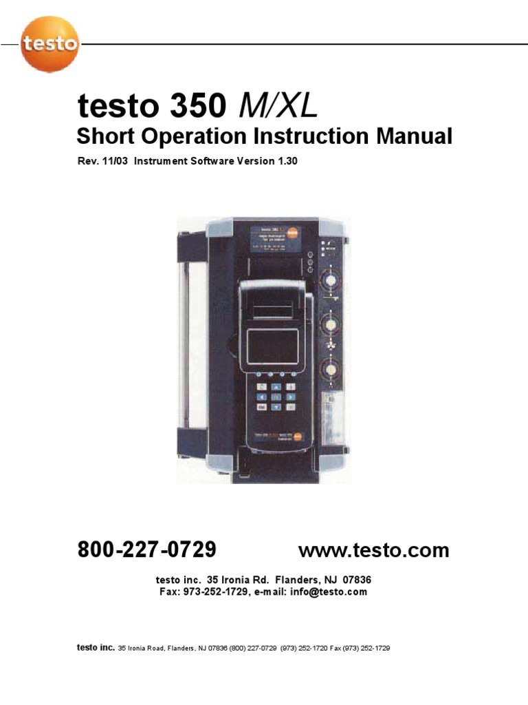 Testo 350 M/XL: Short Operation Instruction Manual | PDF | Battery ...