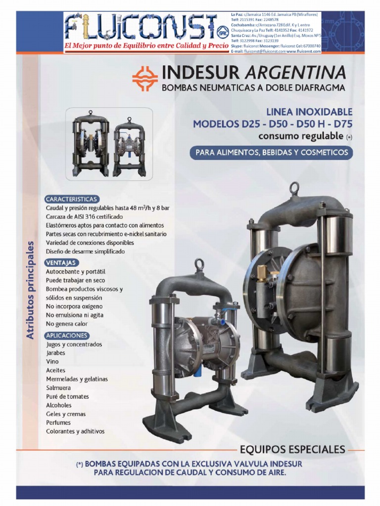 BOMBA NEUMATICA INDESUR D25 - D50 - D75inox | PDF
