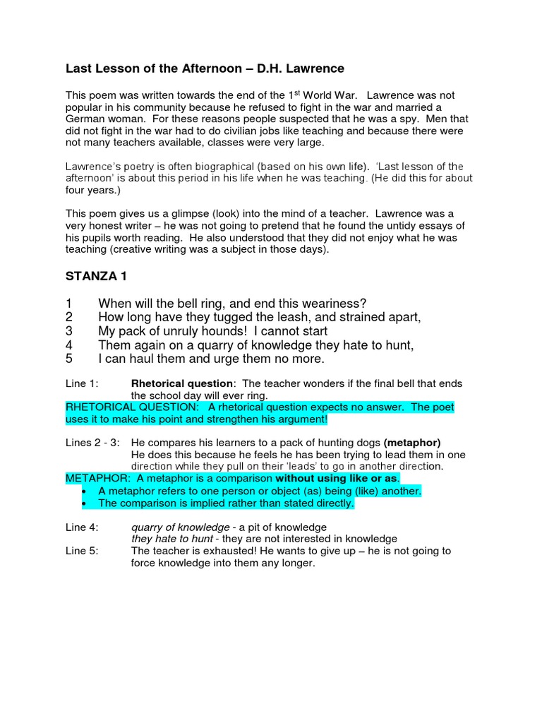 Last Lesson of The Afternoon | Download Free PDF | Teachers