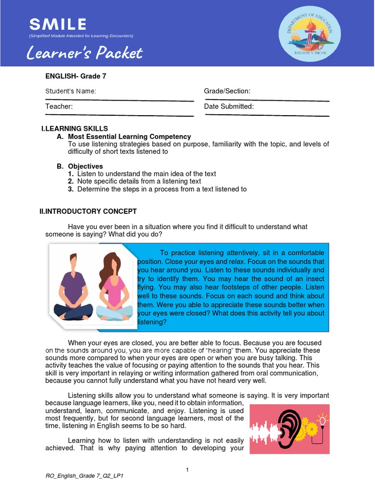 English Grade 7 Q2 Lp 1 Pdf Learning Seed