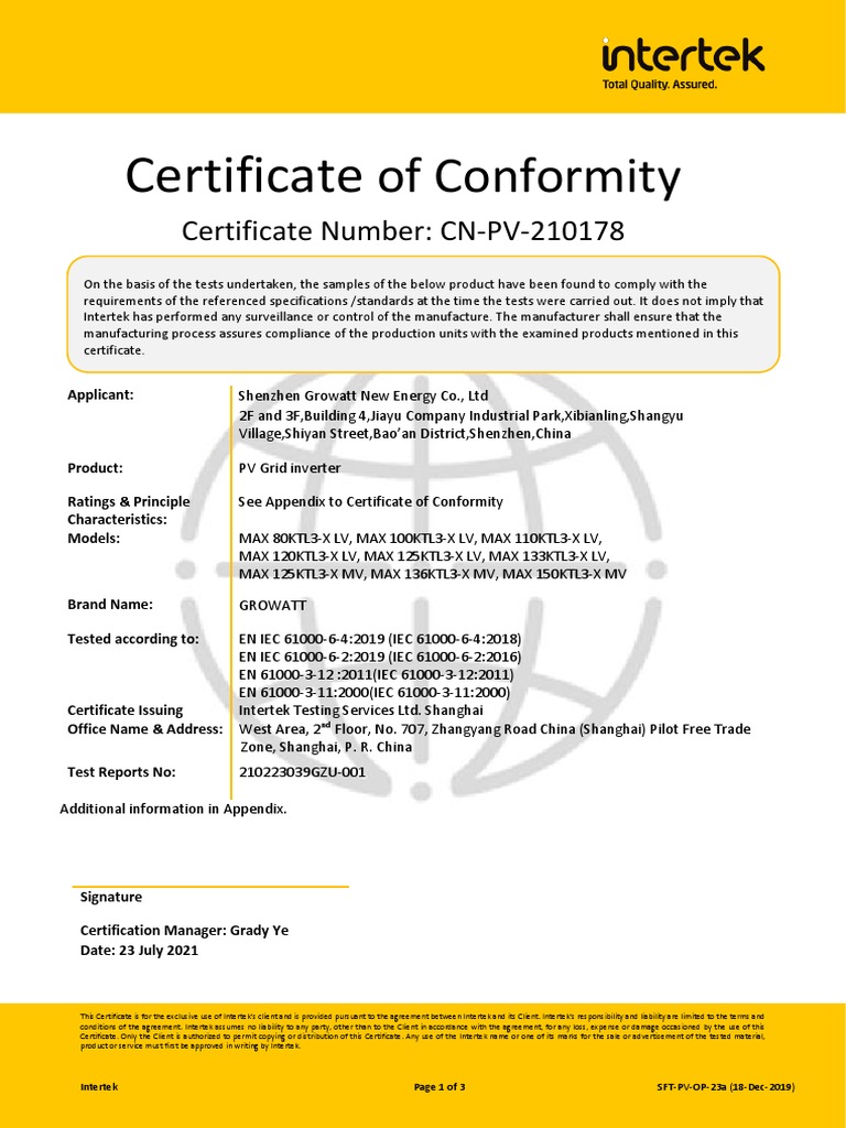IEC 61000 Certificate | PDF | International Electrotechnical Commission ...