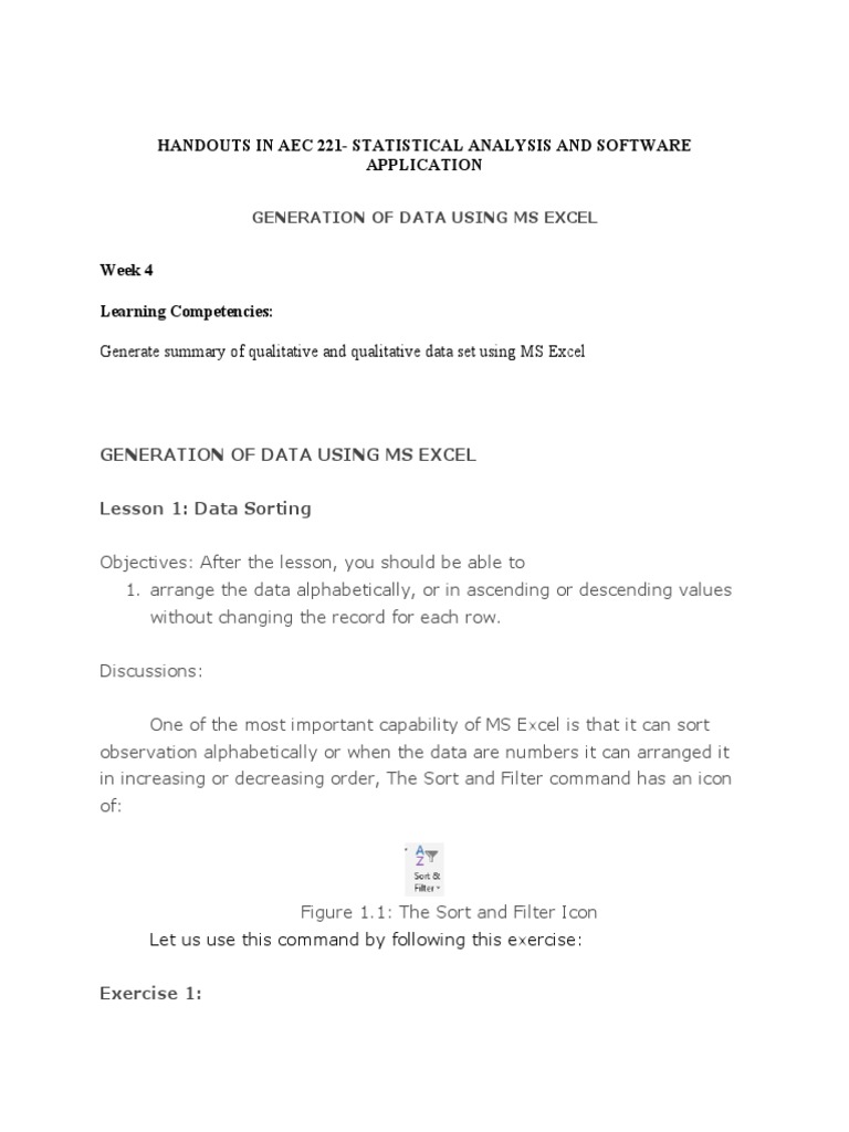 Generation of Data Using MS Excel | PDF | Computer Programming | Computing