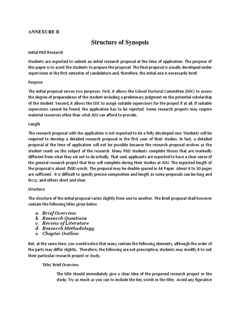 Brief Synopsis Guidelines | PDF | Cognitive Science | Scientific Method Brief Synopsis Guidelines | PDF | Cognitive Science | Scientific Method