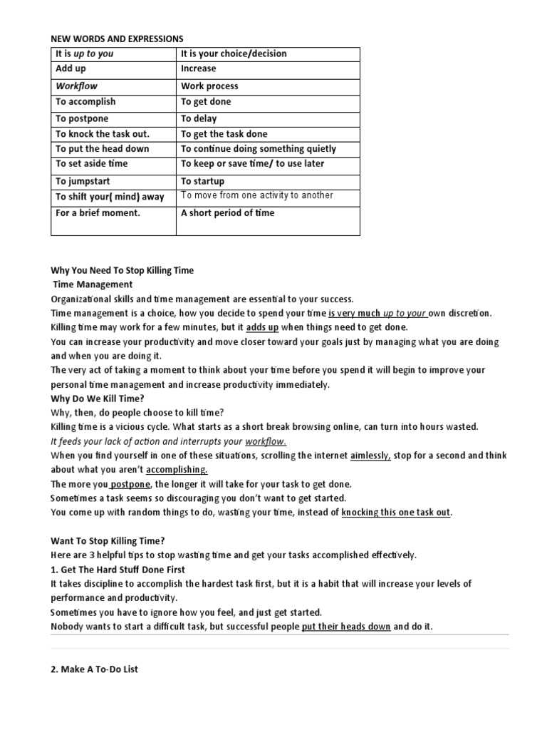 Why Stop Killing Time | PDF | Time Management | Professional Skills