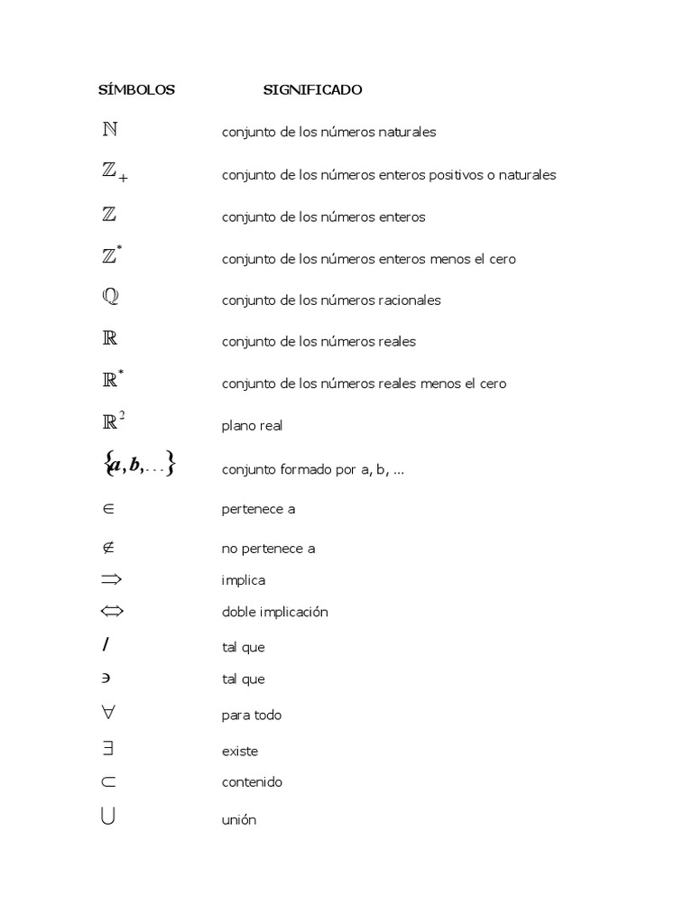 Simbolos | PDF | Intervalo (Matemáticas) | Matriz (Matemáticas)