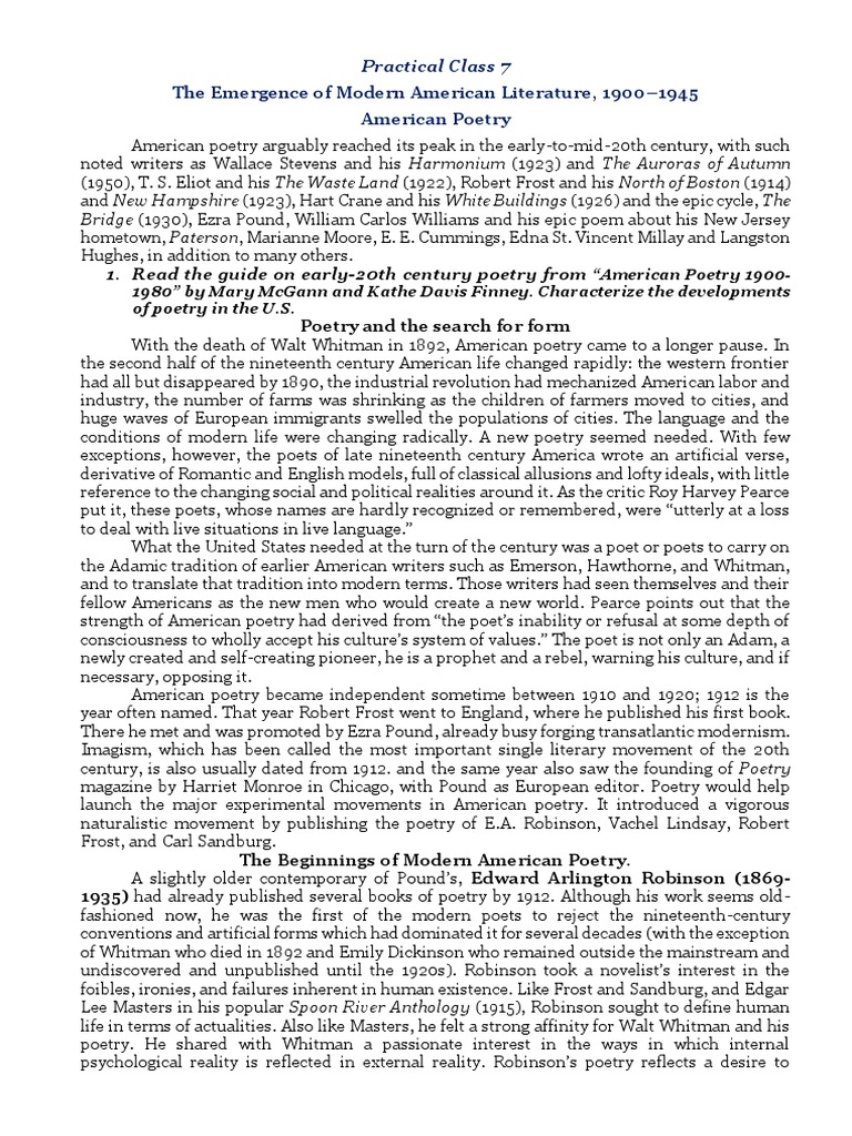 II Practical Class 7 | PDF | American Poetry | Poetry