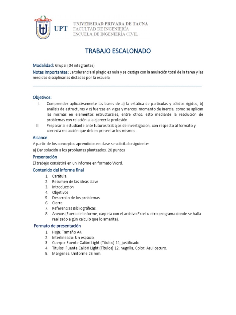 Trabajo Escalonado Estática | PDF | Fuerza | Mecánica