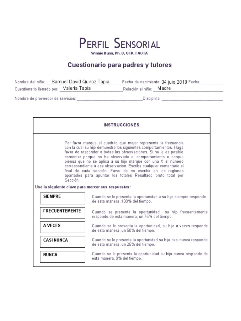 Perfil Sensorial para Padres | PDF | Las emociones