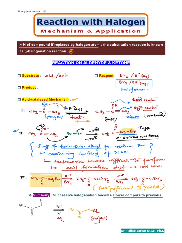 10 - Reaction With Halogen | PDF | Aldehyde | Ketone