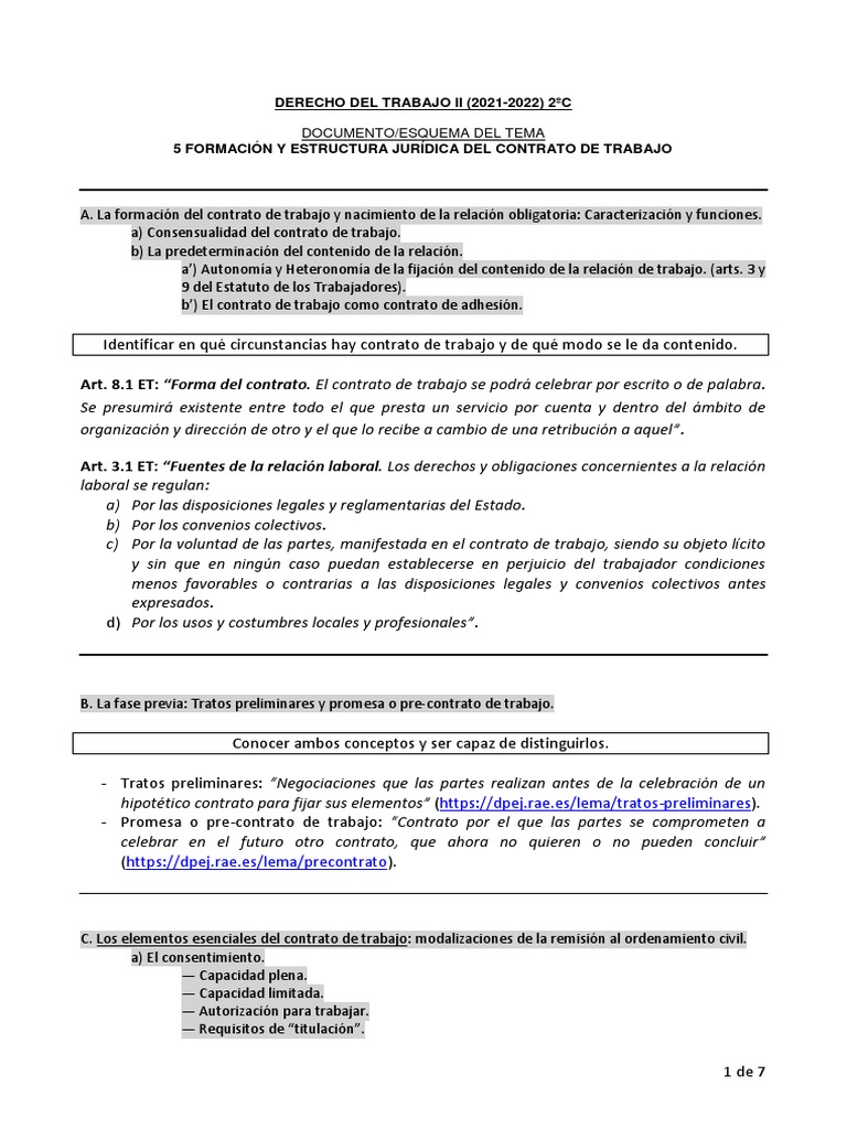 Esquema Tema 5 | PDF | Derecho laboral | Tiempo de trabajo
