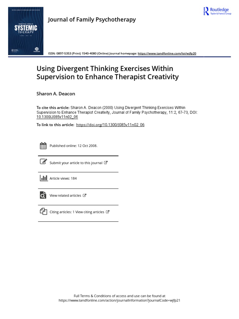 Using Divergent Thinking Exercises Within Supervision To Enhance ...