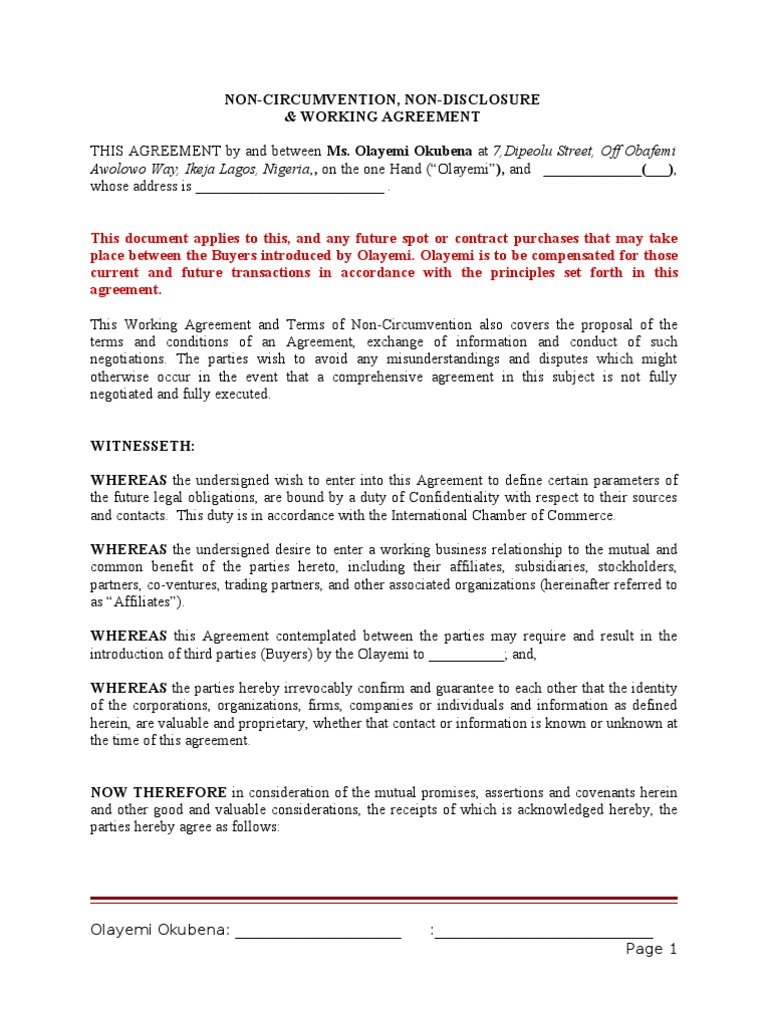 NCND - Working Agreement | PDF | Financial Transaction | Partnership