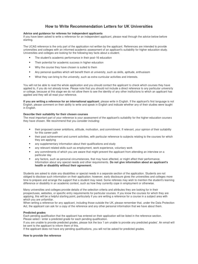 UK - How To Write A Recommendation Letter - Comment Rédiger de Bonnes Lettres de Recommandation ...