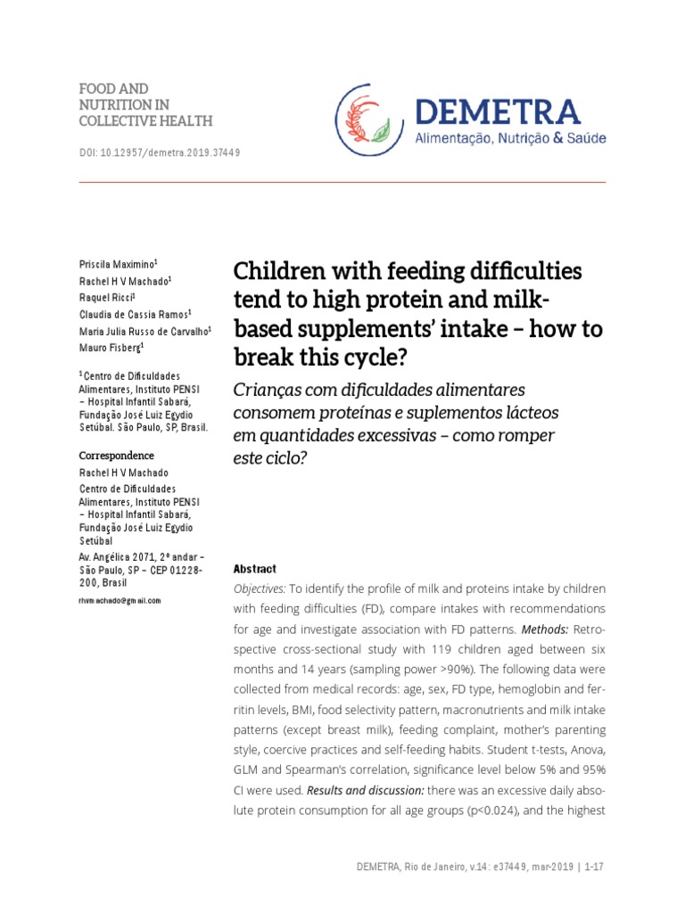 Excessive Milk Protein Intake in Children | PDF | Dietary Supplements ...