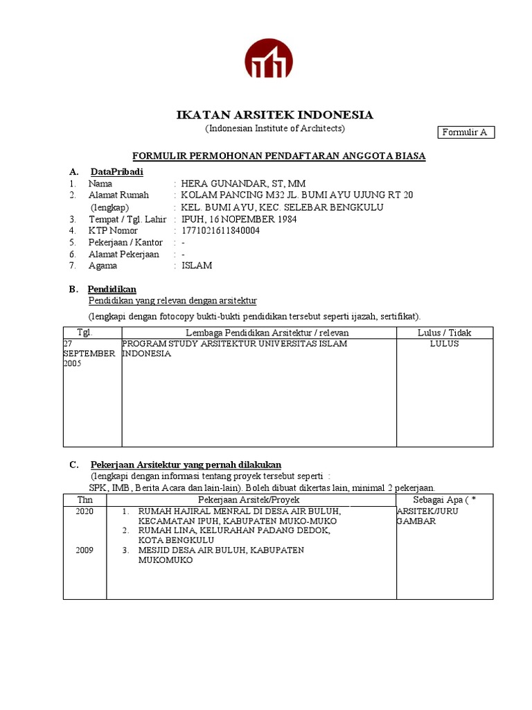 Form. Anggota IAI Baru | PDF