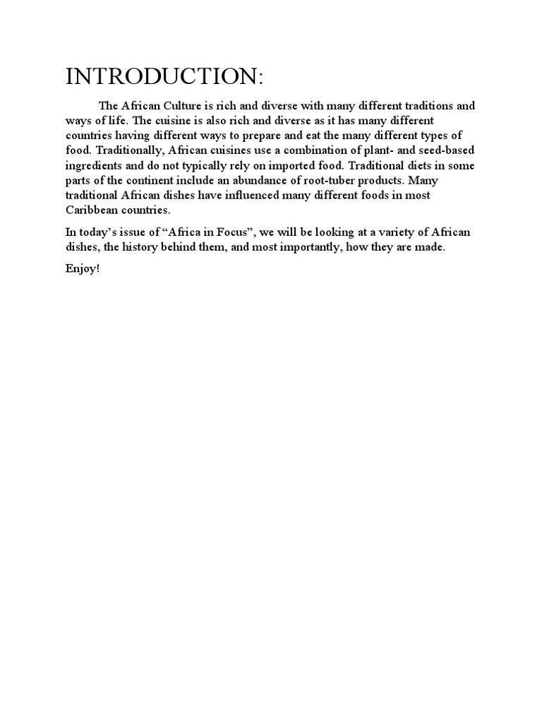 African Written Piece | PDF | Cakes | Food And Drink Preparation