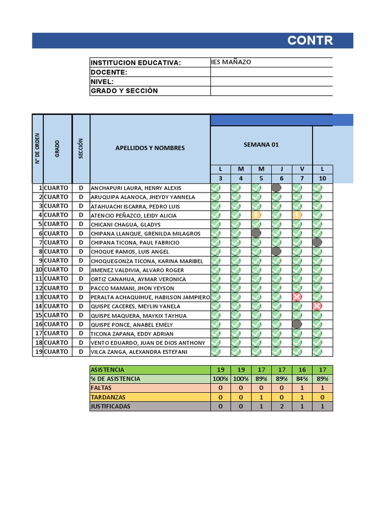 Producto Registro Auxiliar y Registro de Asistencia | PDF