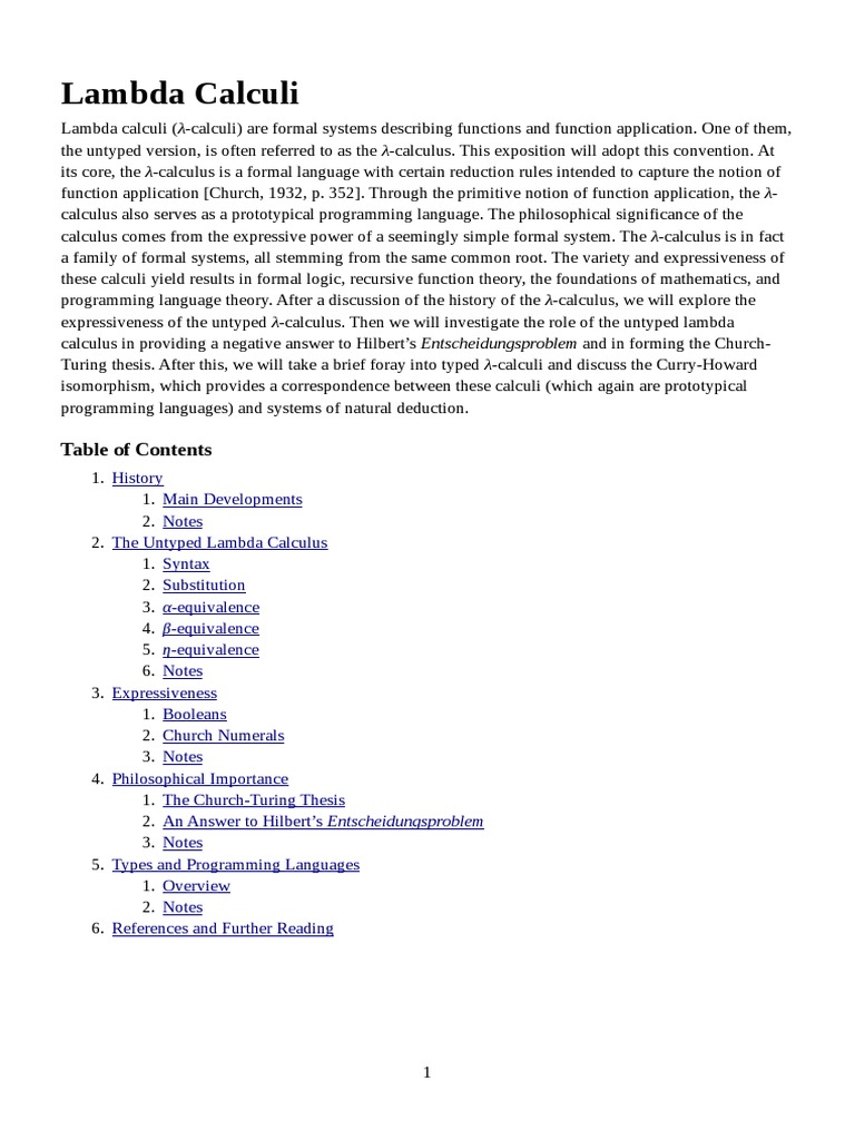 Lambda Calculus Overview | PDF | Function (Mathematics) | Syntax (Logic)
