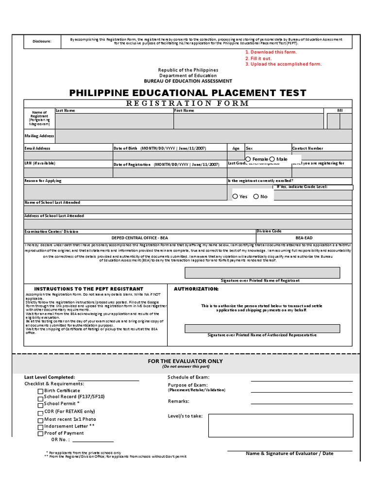 PEPT Online Registration Form | PDF | Test (Assessment) | Birth Certificate