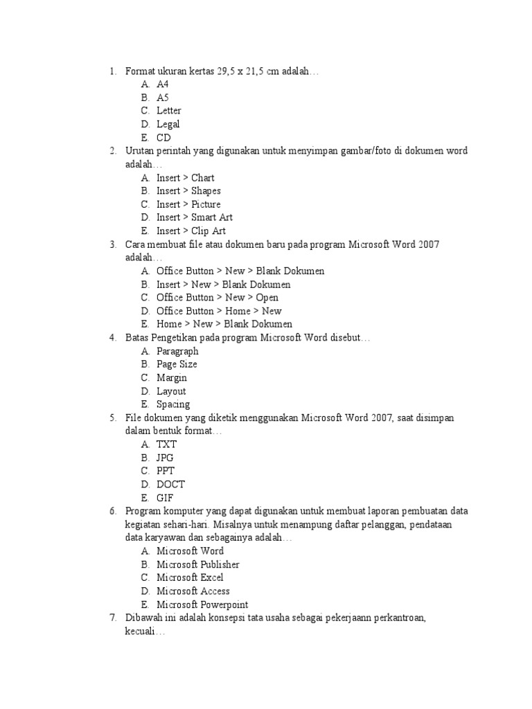 Soal Pat Tek. Perkantoran | PDF