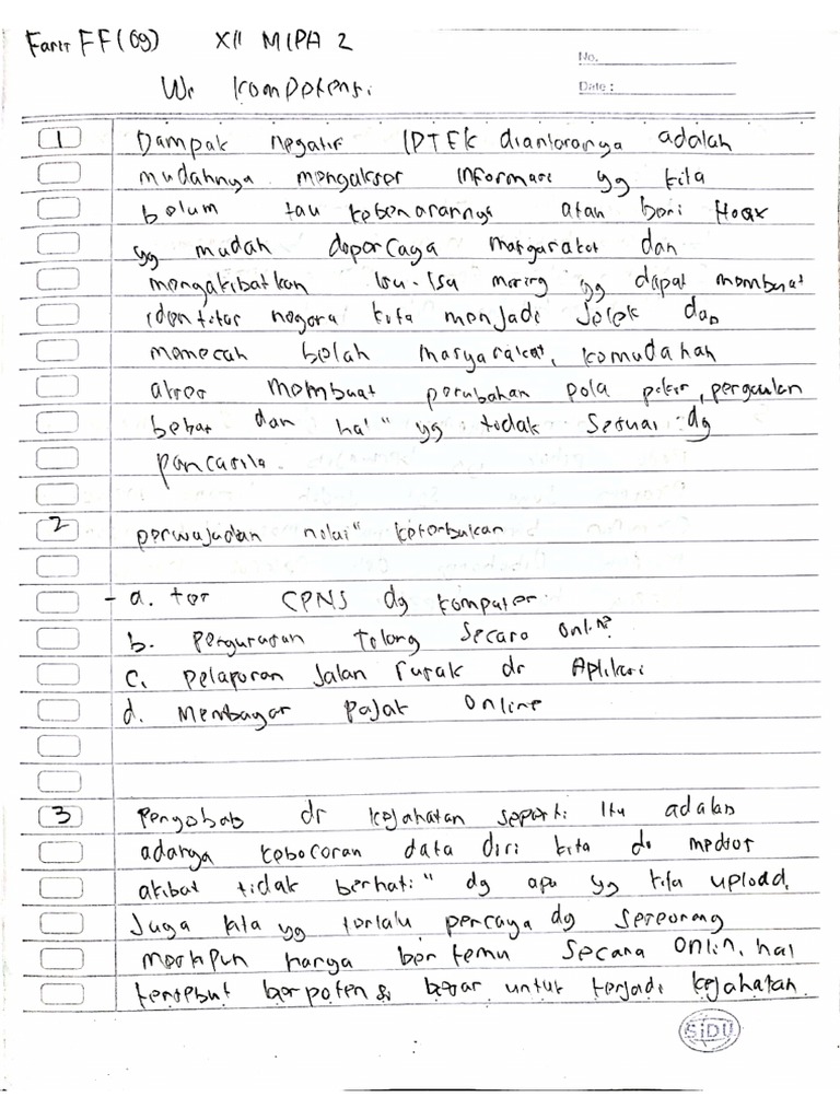 Uji Kompetensi PPKN IPTEK | PDF