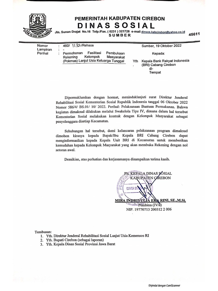 Surat Permohonan Fasilitasi Pembukaan Rekening | PDF Surat Permohonan Fasilitasi Pembukaan Rekening | PDF