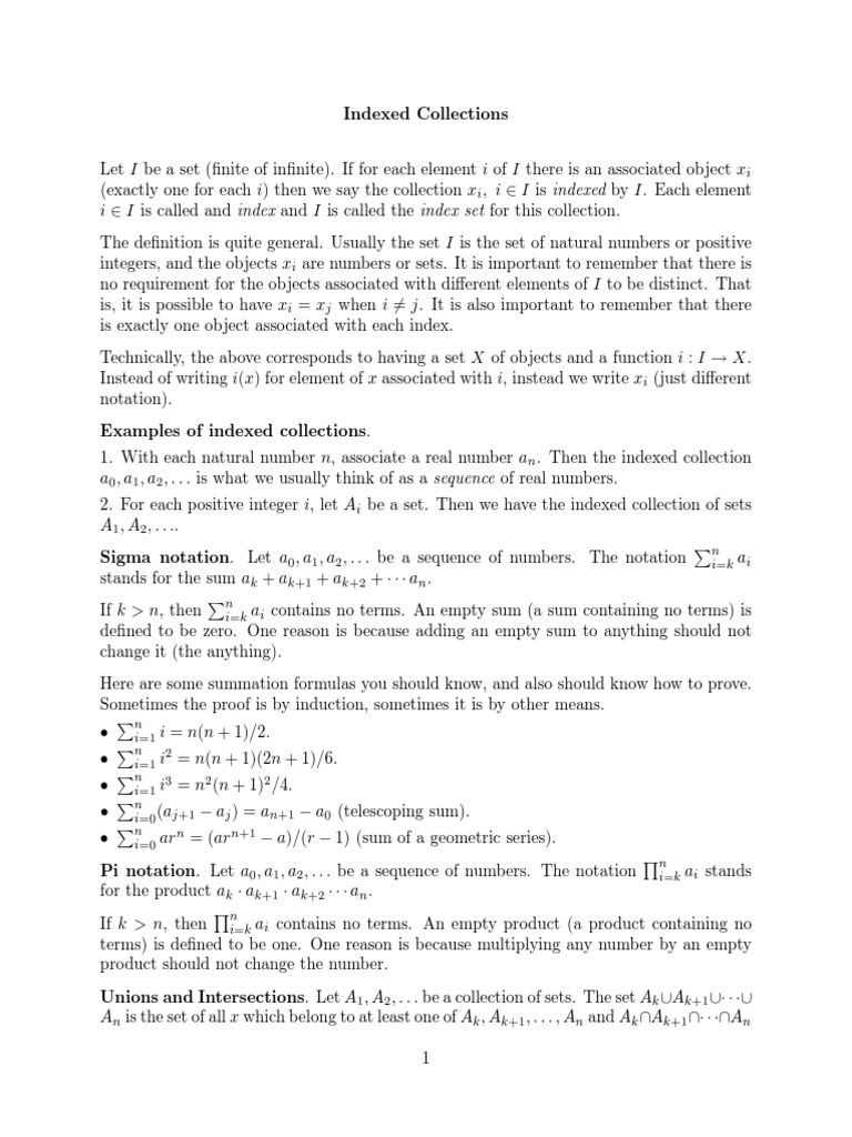 An In-Depth Explanation of Indexed Collections, Summation Notation, and ... An In-Depth Explanation of Indexed Collections, Summation Notation, and ...