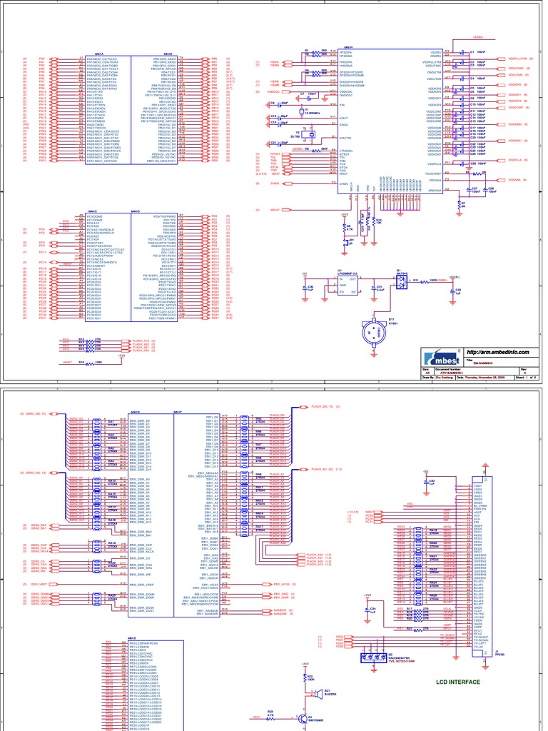 SAM9G45 Board Schematic | PDF | Physical Layer Protocols | Digital Technology