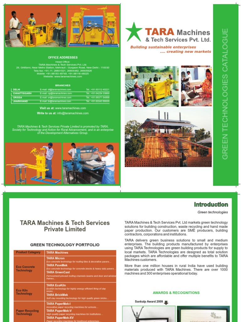 Tara Machines Brochure | PDF | Brick | Paper